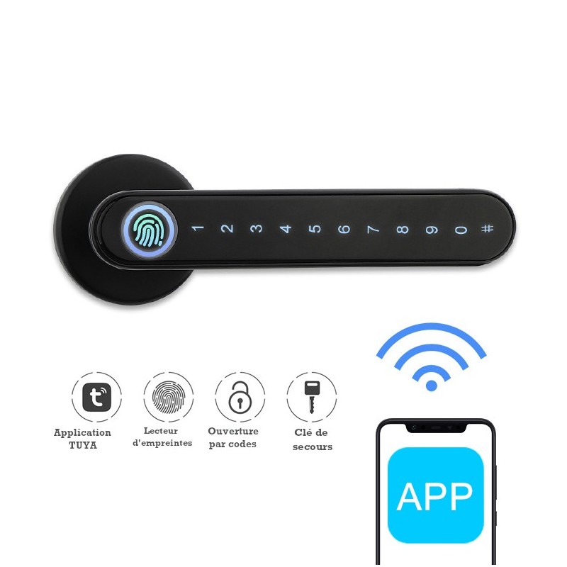 Poignée connectée à codes pour serrure de porte