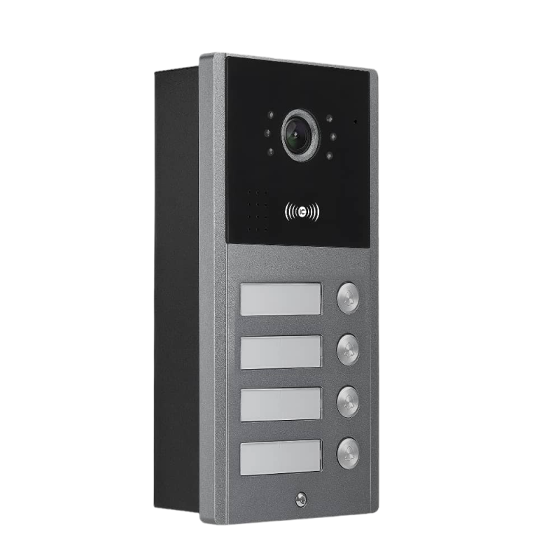 Visiophone pour immeuble 4 boutons avec lecteur de badge RFID intégré