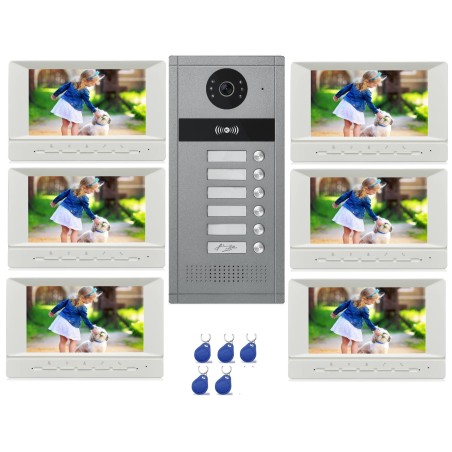Visiophone collectif : Interphone vidéo couleur 6 logements ...